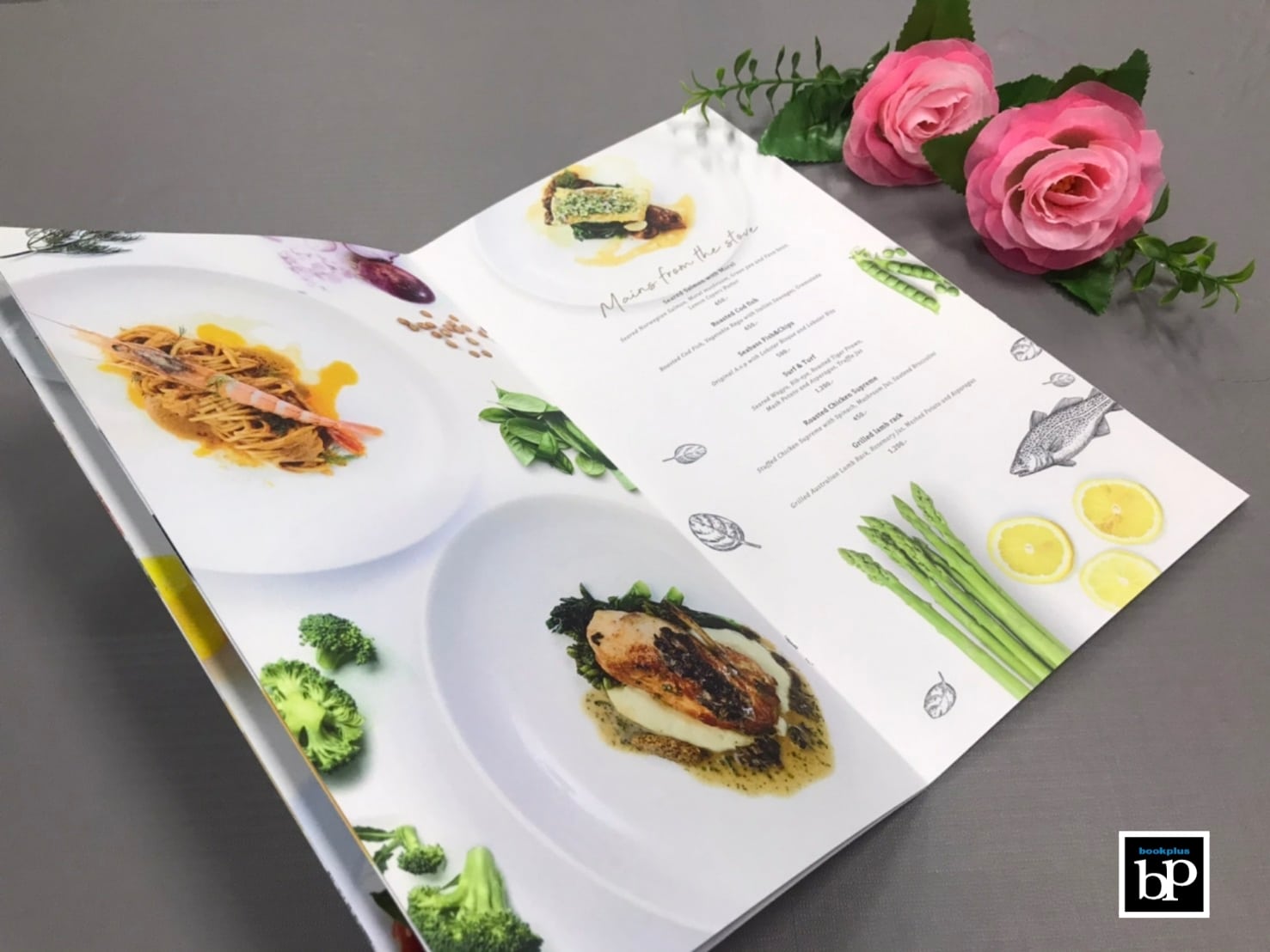 ตัวอย่างงานพิมพ์เมนู White Plate - โรงพิมพ์ดิจิตอล BookPlus โรงพิมพ์ราคาถูก