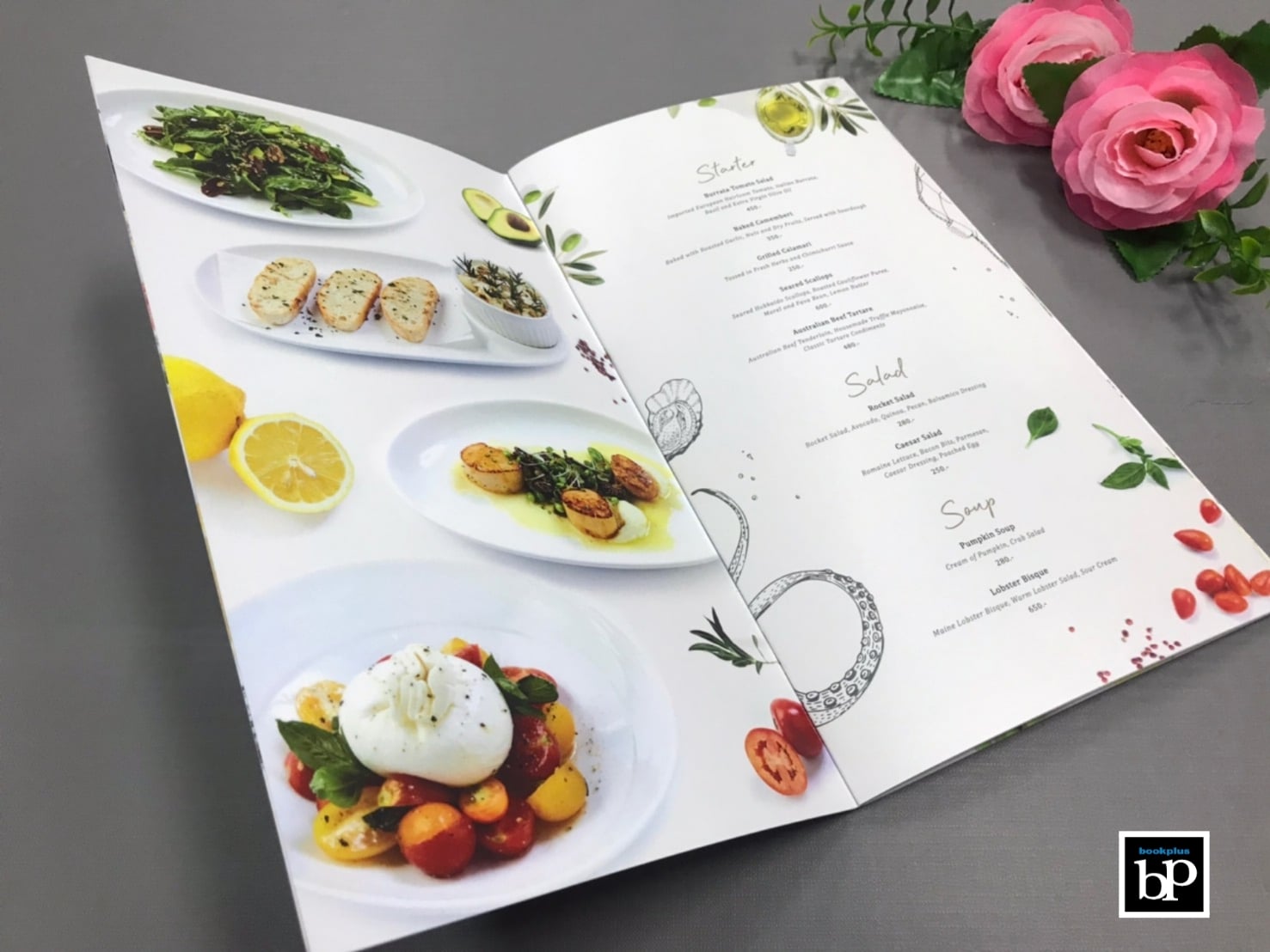 ตัวอย่างงานพิมพ์เมนู White Plate - โรงพิมพ์ดิจิตอล BookPlus โรงพิมพ์ราคาถูก